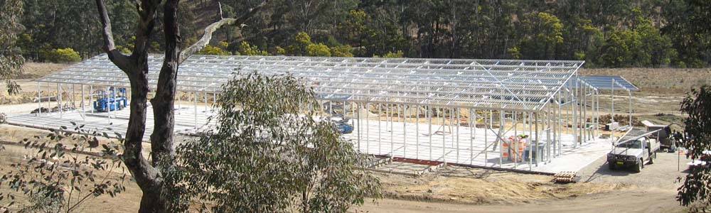 Stables - Steel stables and horse stalls.